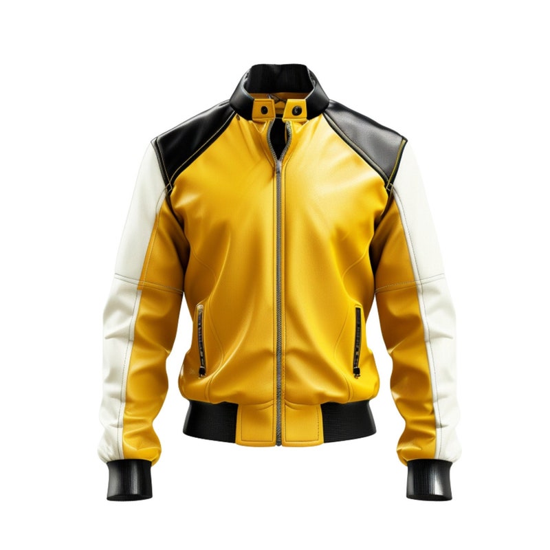 Black and Yellow Leather Jacket - Etsy