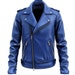 Blue Men's Racing 100% Genuine Leather Jacket for Men, Motorcycle Racer ...