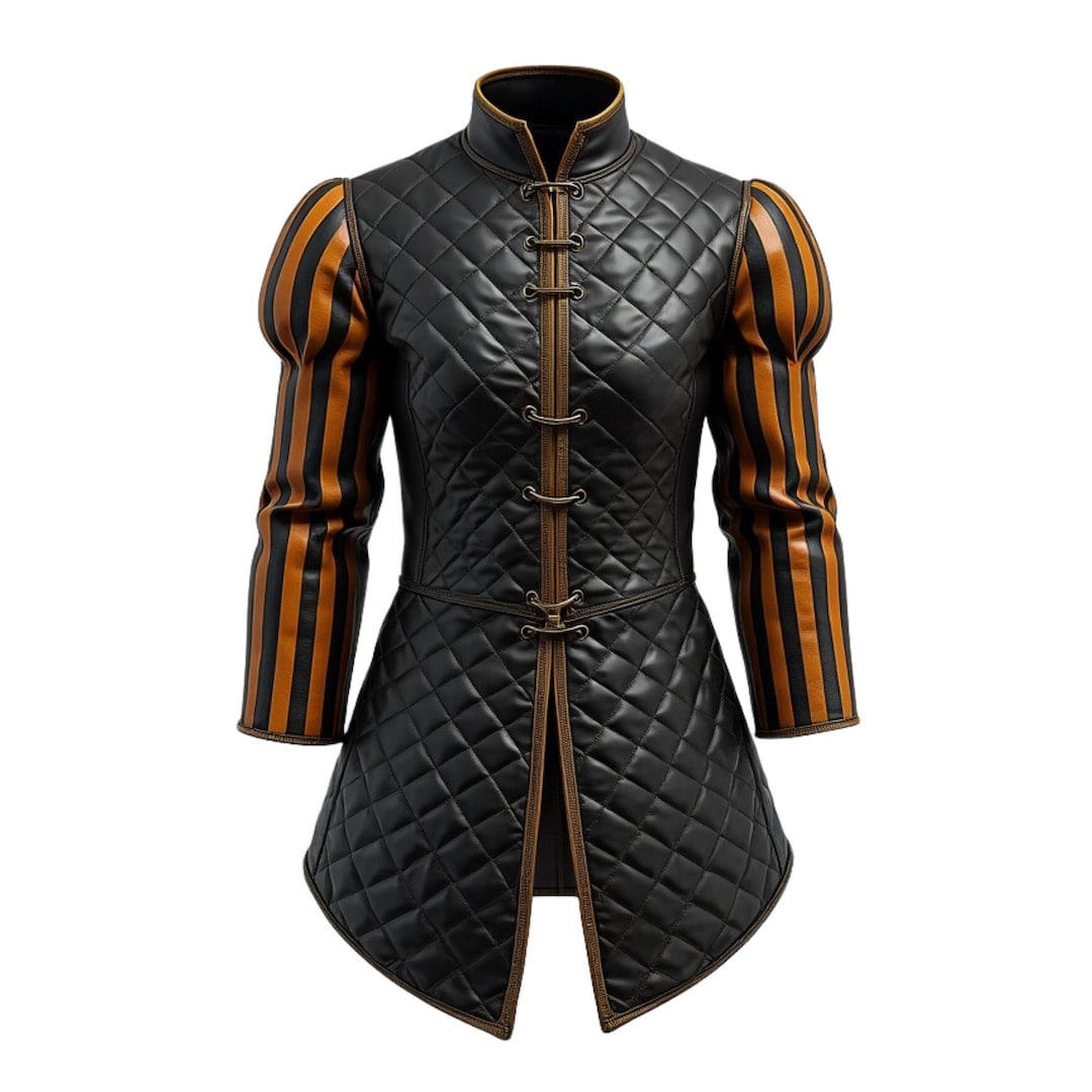 Reinforced Leather Gambeson With Striped Sleeves – Medieval Armor ...