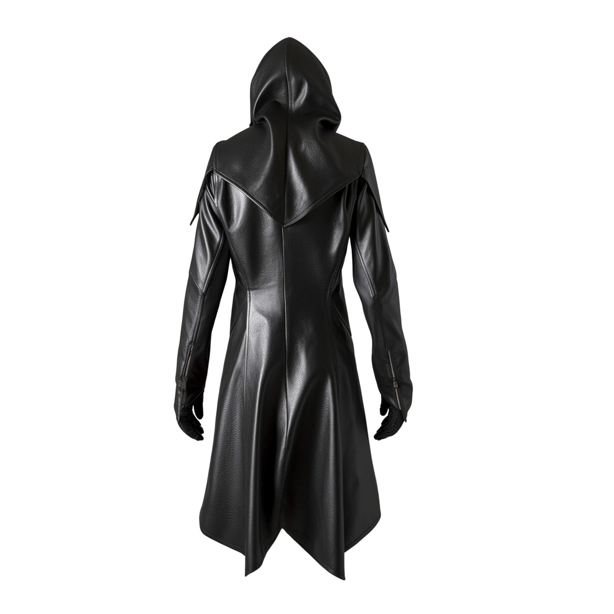 Handmade Black Leather Hooded Cloak Leather Cloak for Cosplay Hooded ...
