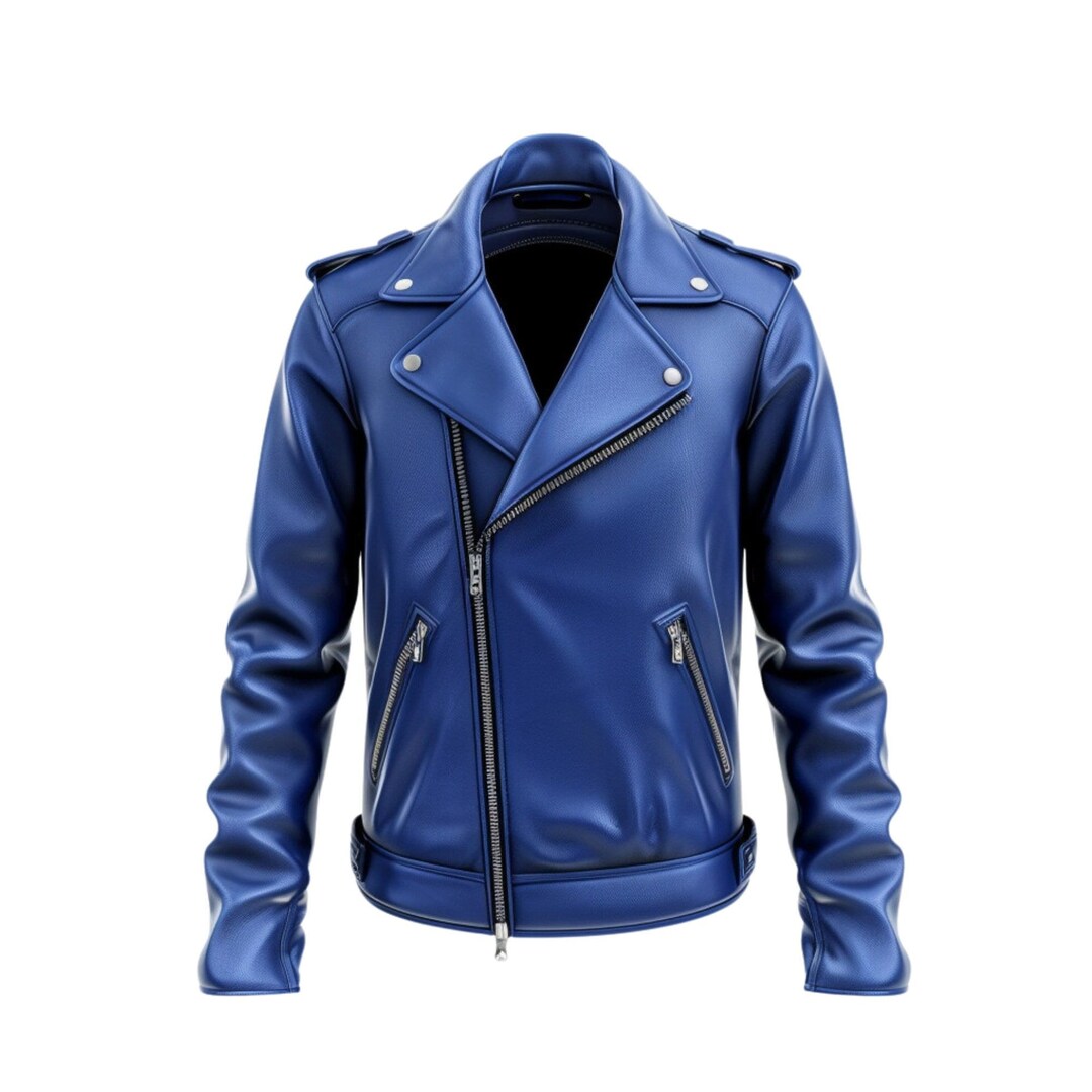 Blue Men's Racing 100% Genuine Leather Jacket for Men, Motorcycle Racer ...