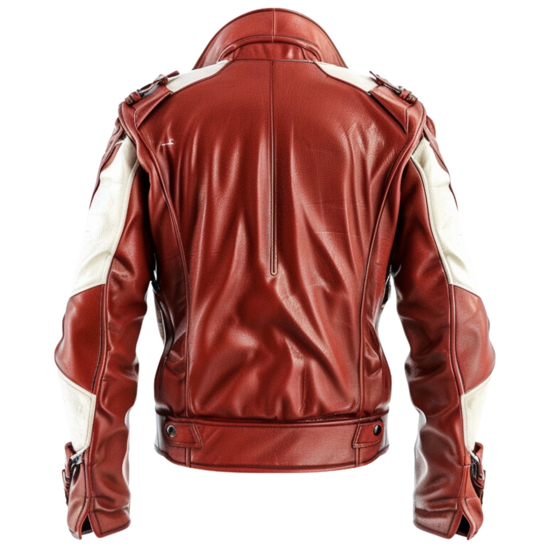 White and Red Men's Racing 100% Genuine Leather Jacket for Men ...