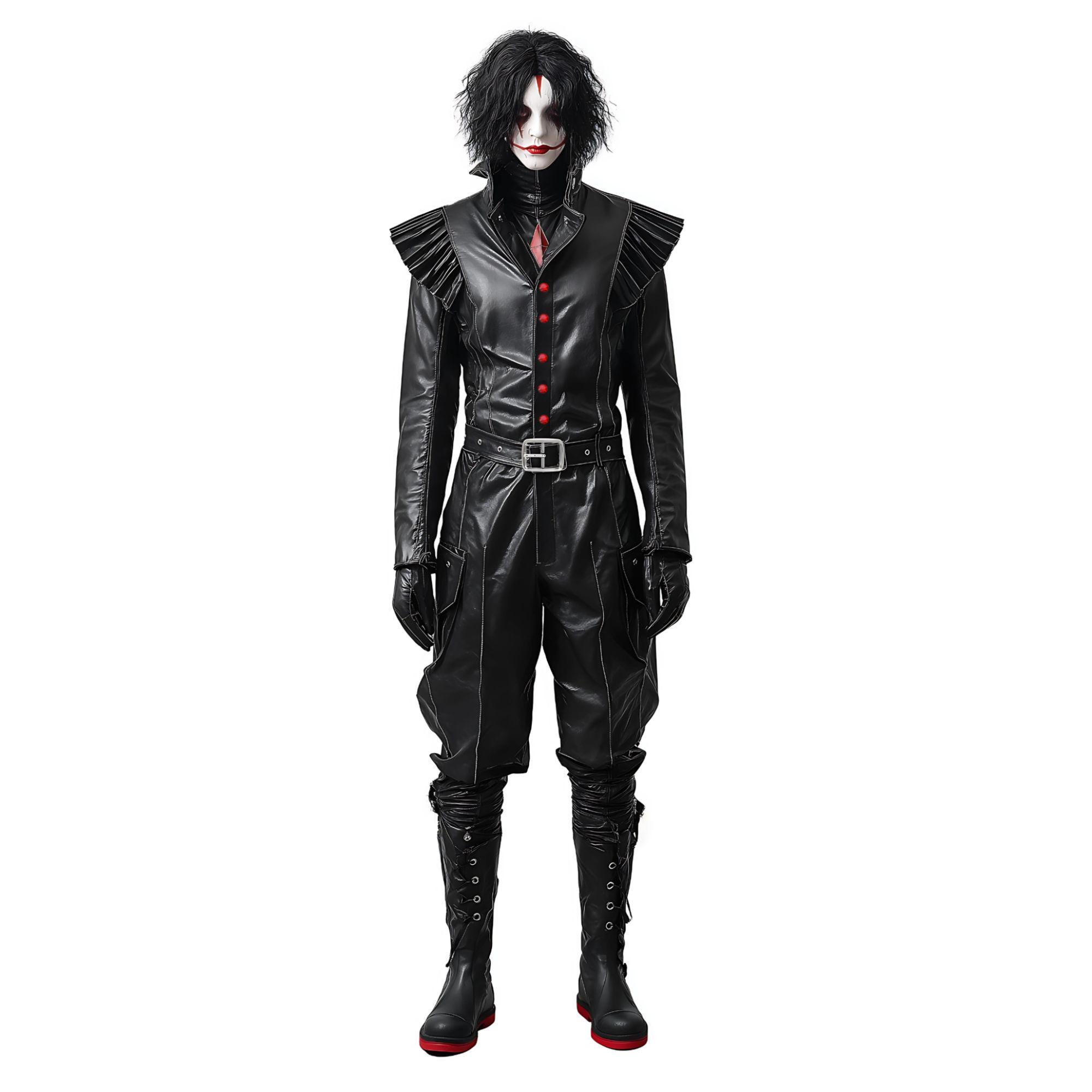 Black Leather Gothic Clown Suit - Jester Costume for Halloween - Scary ...