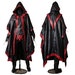 Handmade Black and Red Leather Hooded Cloak , Leather Cloak for Cosplay ...