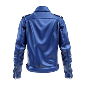Blue Men's Racing 100% Genuine Leather Jacket for Men, Motorcycle Racer ...