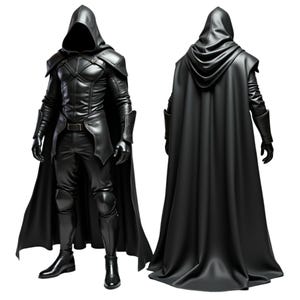 Black Leather Medieval Armour Cloak - Hooded Viking Cloak Costume for ...