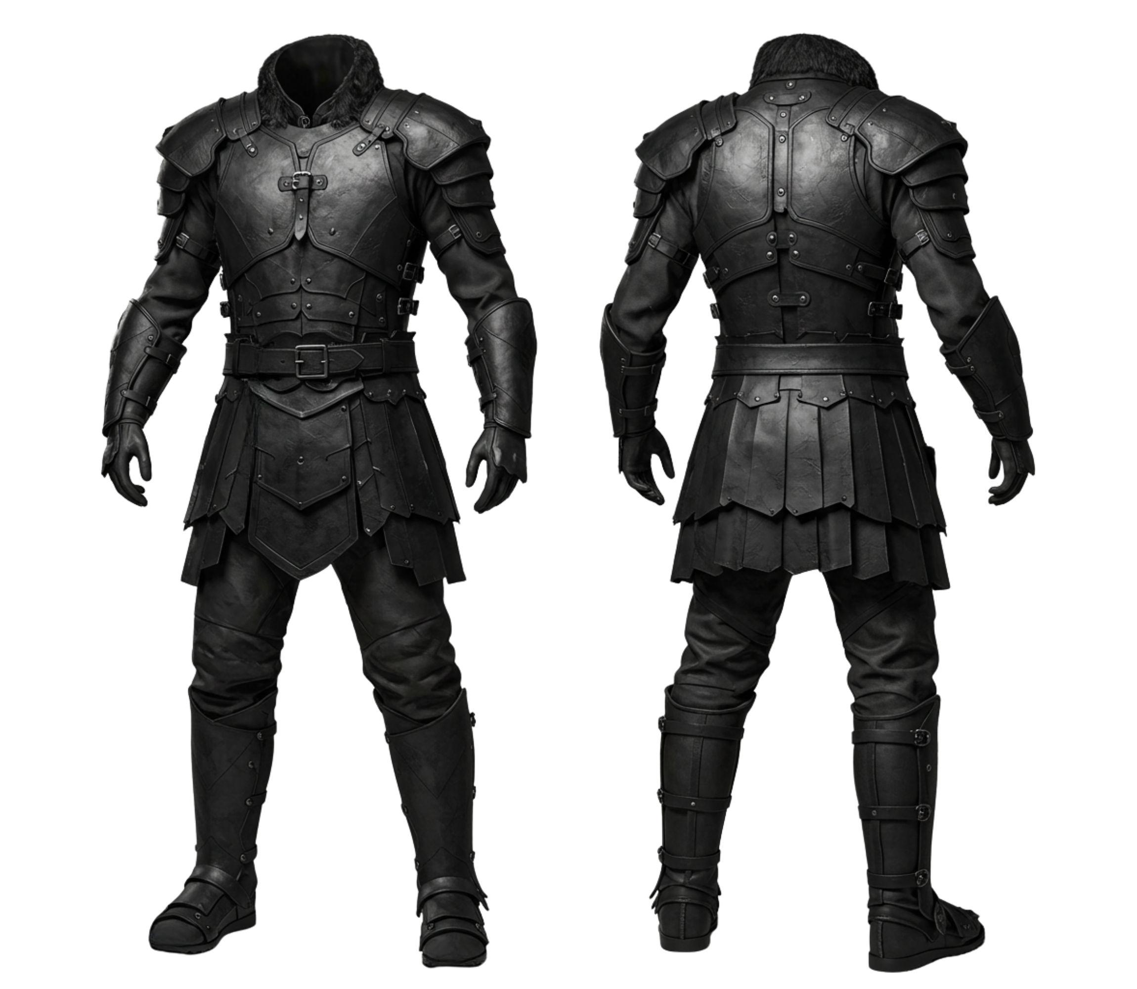 Custom Black Fortress Leather Armor Suit - Medieval LARP Cosplay Armor ...
