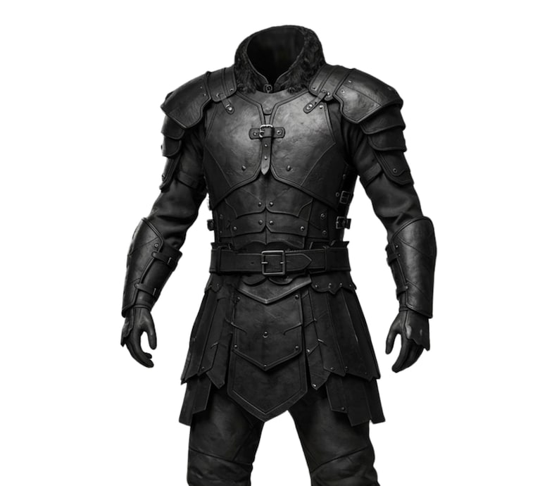 Custom Black Fortress Leather Armor Suit - Medieval LARP Cosplay Armor ...