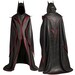 Pure Black and Red Leather Hooded Cloak , Leather Cloak for Cosplay ...