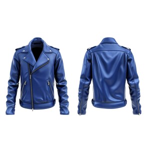 Blue Men's Racing 100% Genuine Leather Jacket for Men, Motorcycle Racer ...