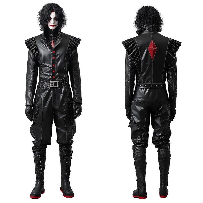 Black Leather Gothic Clown Suit - Jester Costume for Halloween - Scary ...
