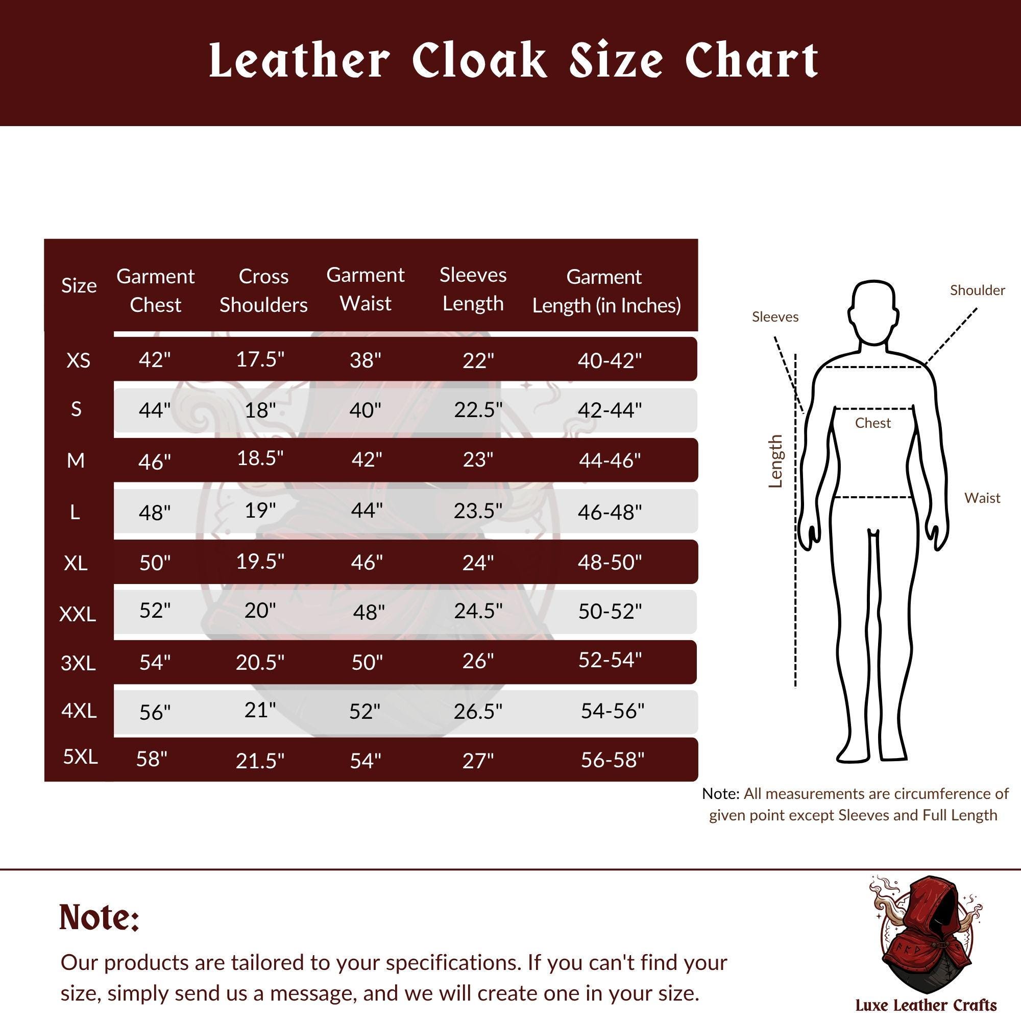 Handmade Black and Red Leather Hooded Cloak , Leather Cloak for Cosplay ...