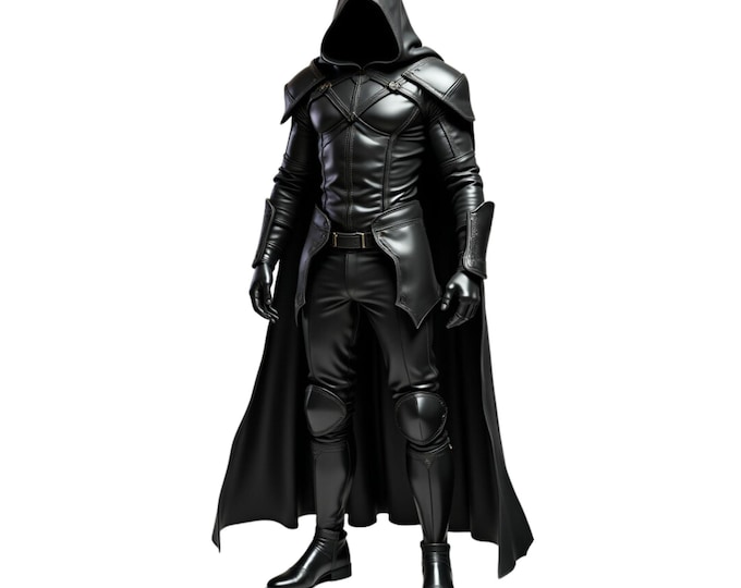 Black Leather Medieval Armour Cloak - Hooded Viking Cloak Costume for ...