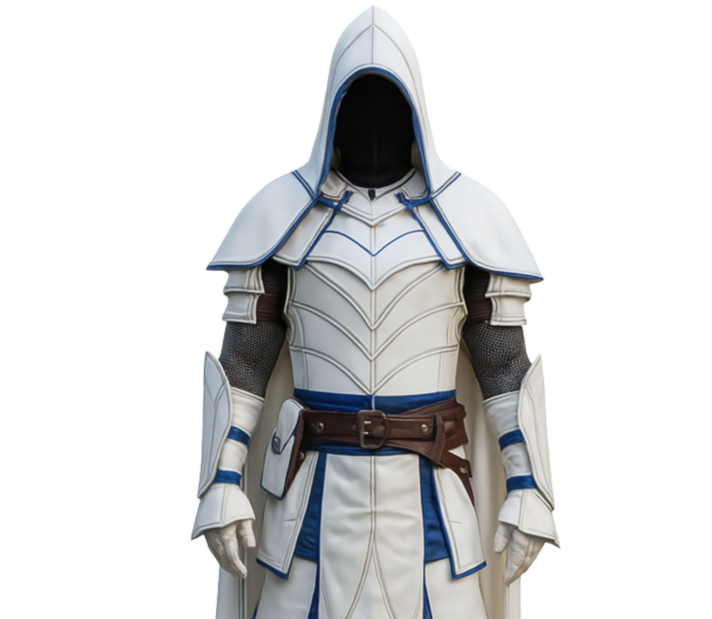 White Paladin Knight Hooded Cloak | Holy Warrior Medieval Cosplay ...