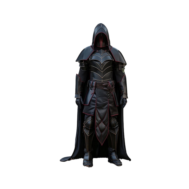 Black & Red Leather Medieval Hooded Cloak , Leather Cloak for Cosplay ...