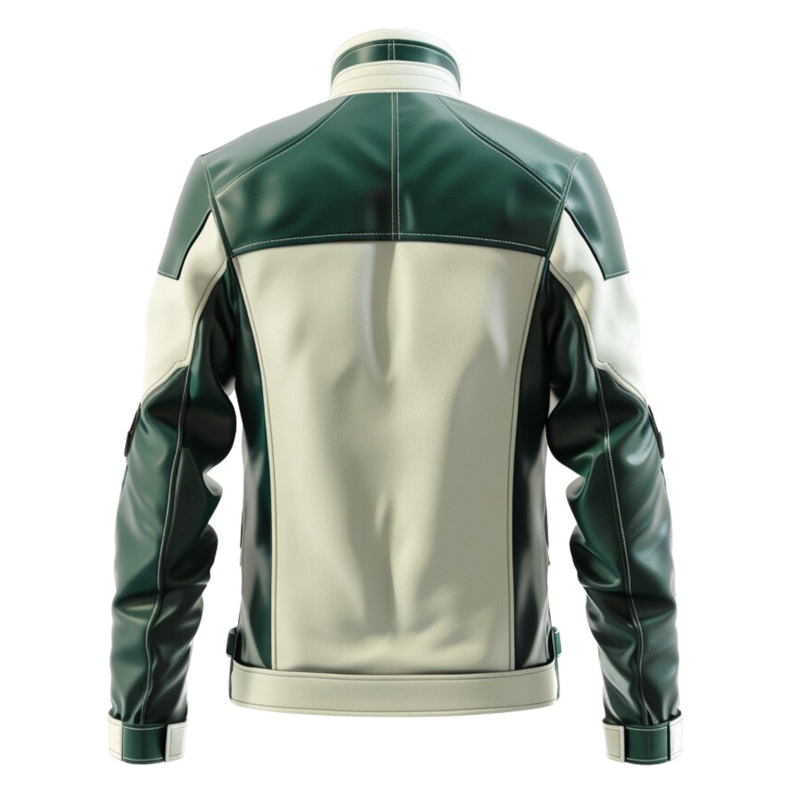 Green and White Men's Racing 100% Genuine Leather Jacket for Men ...