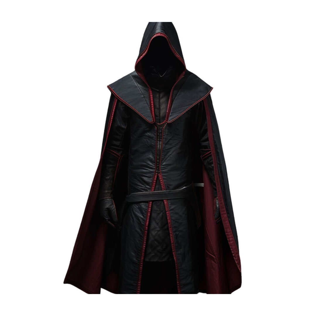 Handmade Black & Red Hooded Cloak for Cosplay - Leather Medieval Armor ...