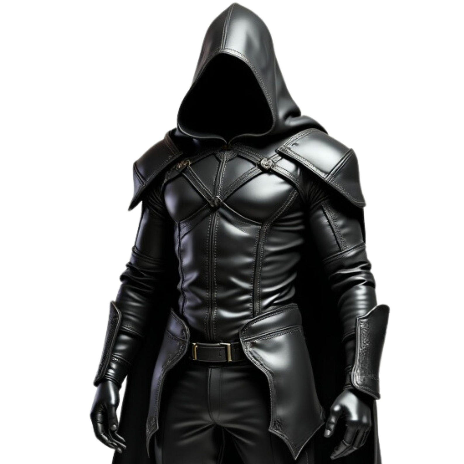 Black Leather Medieval Armour Cloak - Hooded Viking Cloak Costume for ...