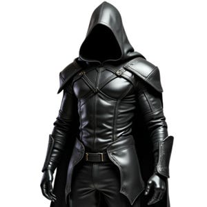 Black Leather Medieval Armour Cloak - Hooded Viking Cloak Costume for ...