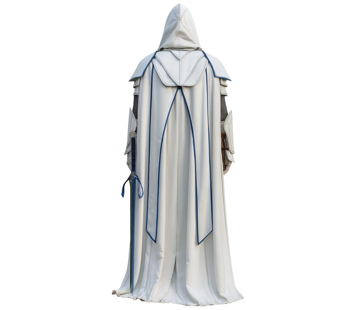 White Paladin Knight Hooded Cloak | Holy Warrior Medieval Cosplay ...