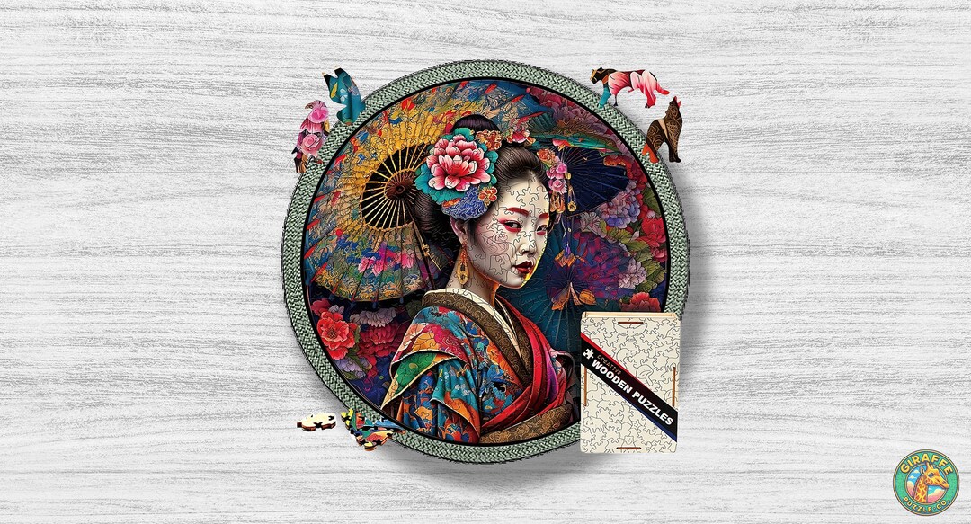 Geisha Wooden Puzzle, Mandala Animal Puzzle Gift for Kids and Adults ...