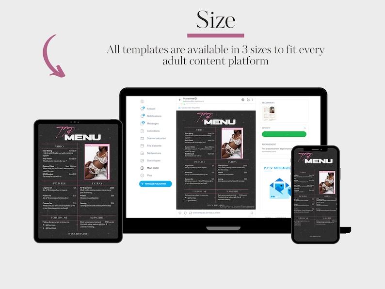 Adult Content Menu Canva Template Onlyfans, Fansly, Slushy Tip Menu ...