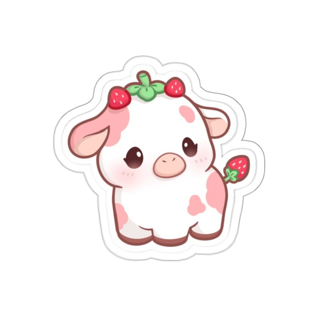 Strawberry Cow Cute Kawaii Sticker Gift for Her, Gift for Him - Etsy