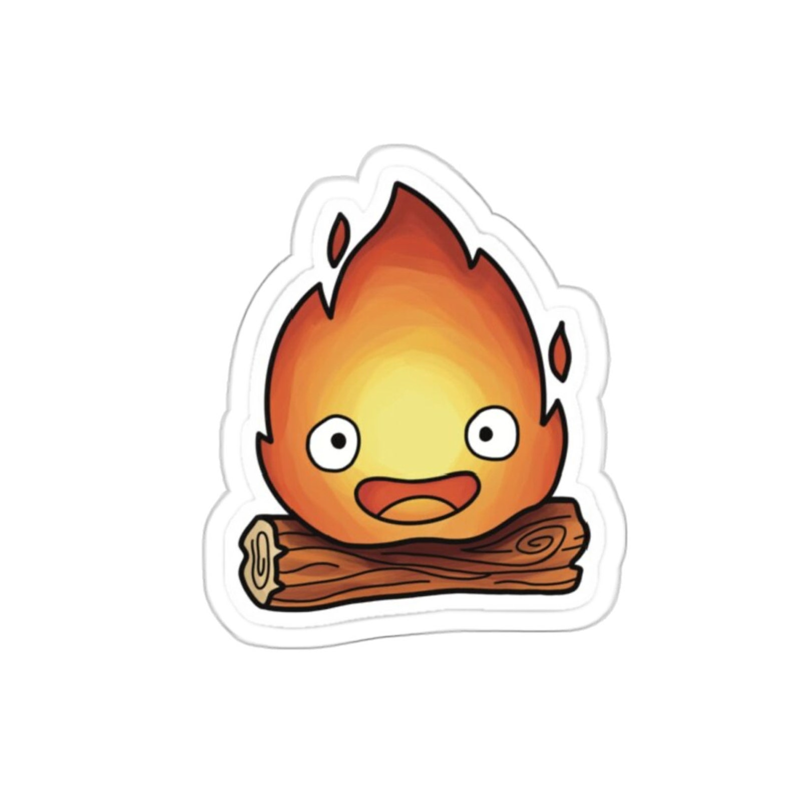 Calcifer Fire Demon Kawaii Happy Fire Sticker Studio Ghibli Gift for ...