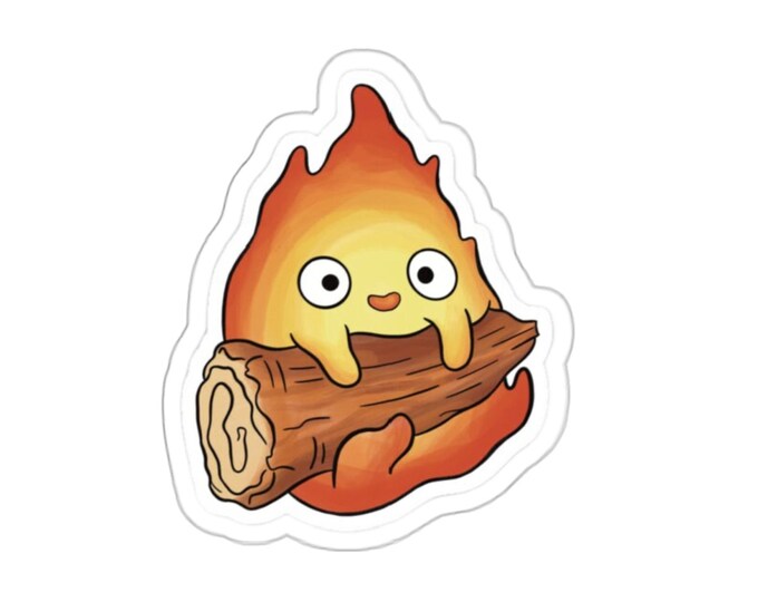 Calcifer Fire Demon Kawaii Happy Fire Sticker Studio Ghibli Gift for ...