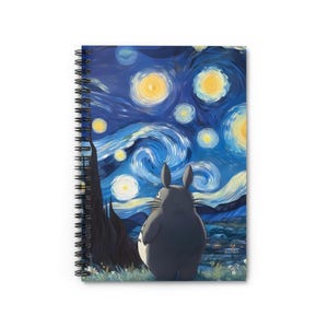 Totoro Spiral Notebook - Totoro Van Gogh Art Starry Night Anime Journal ...