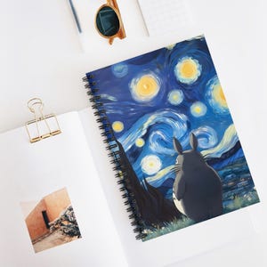 Totoro Spiral Notebook - Totoro Van Gogh Art Starry Night Anime Journal ...