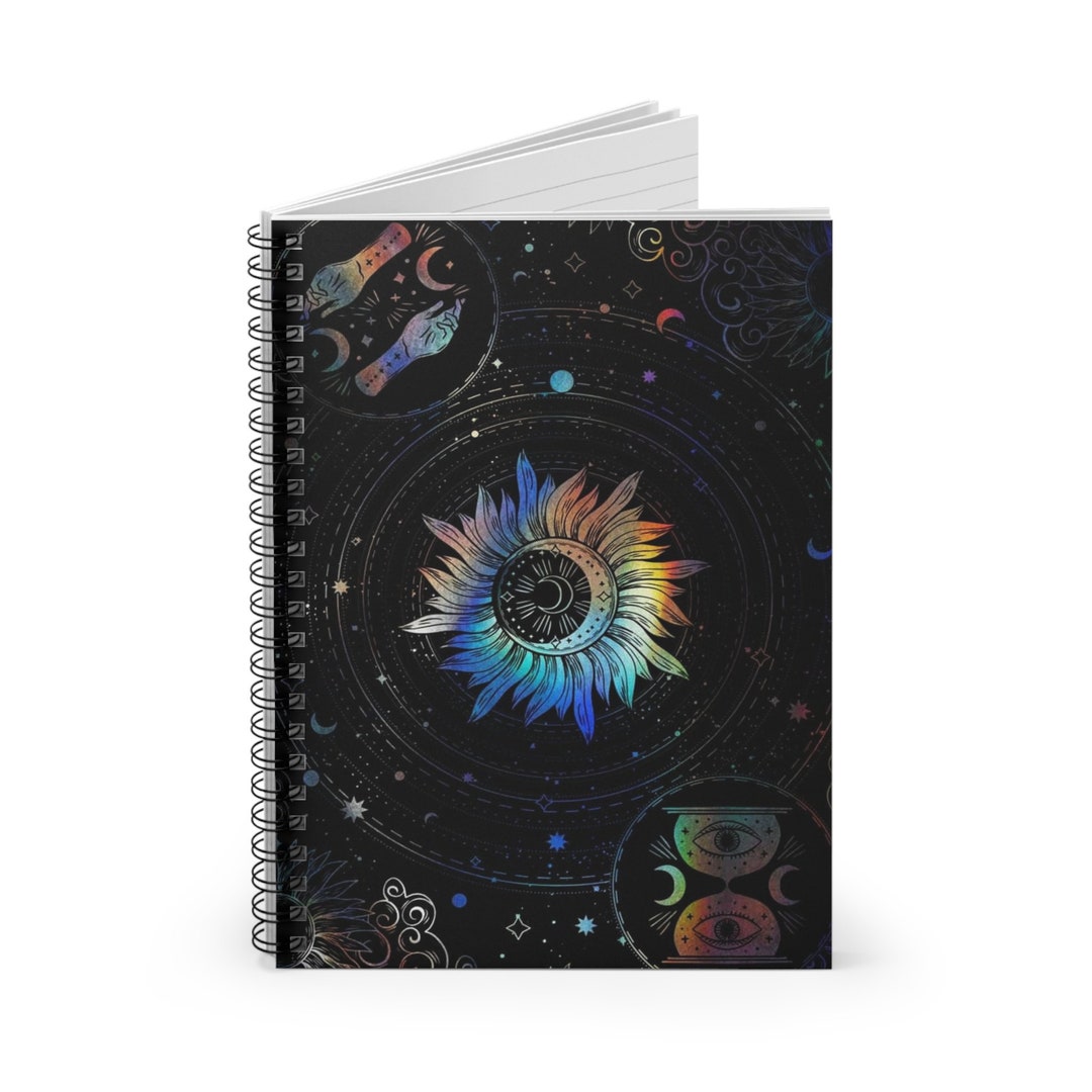 Space Themed Notebook With Celestial Sun and Moon Design Ruled Line ...