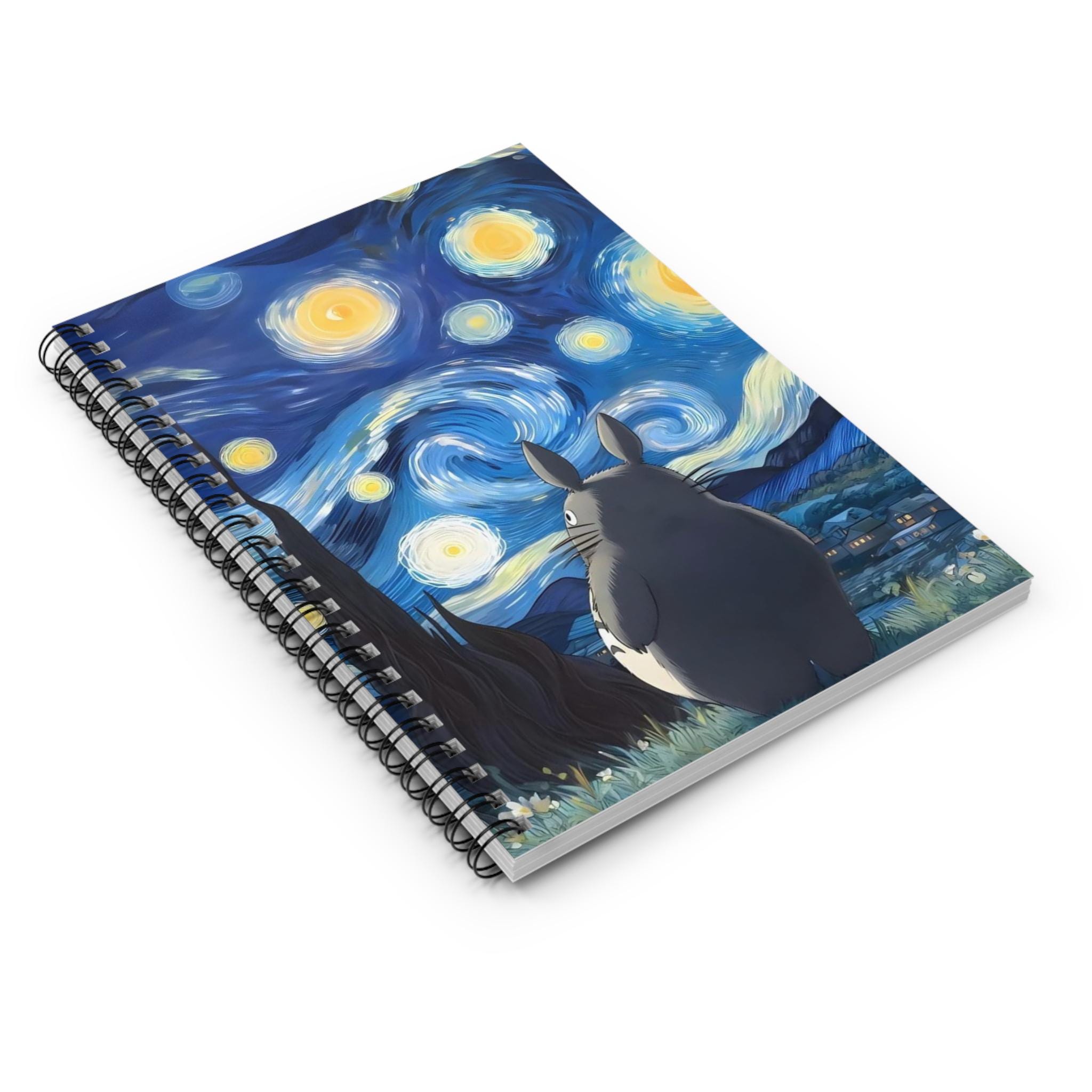 Totoro Spiral Notebook - Totoro Van Gogh Art Starry Night Anime Journal ...