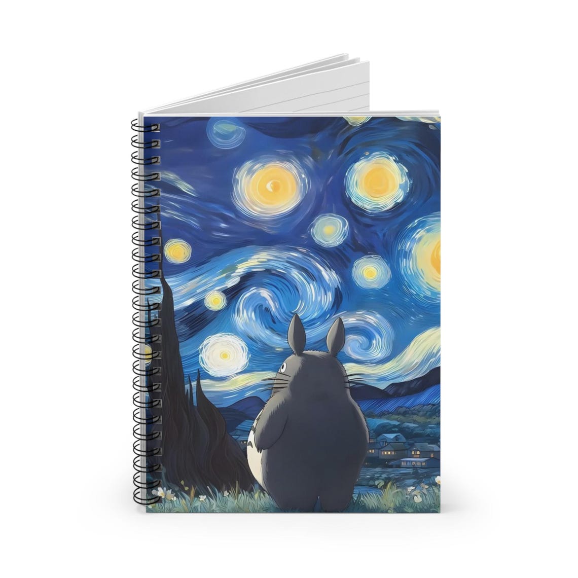 Totoro Spiral Notebook - Totoro Van Gogh Art Starry Night Anime Journal ...