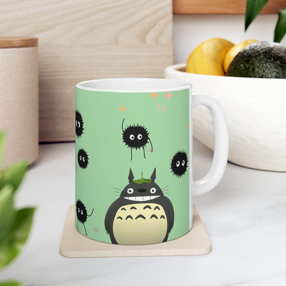 Totoro & Soot Sprite Ceramic Mug, Studio Ghibli Inspired Coffee Cup ...