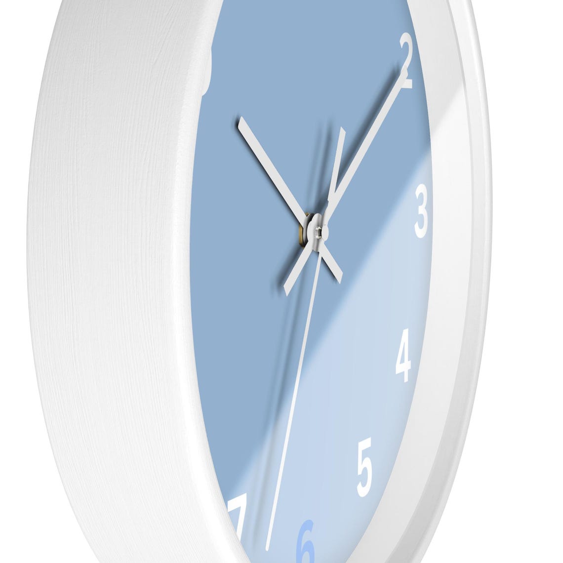 Wall Clock Pale Blue Face White Black Wood Frame White Blue Numerals ...