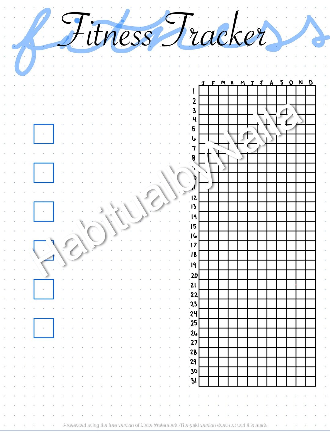 Fitness Tracker Digital Template - Etsy