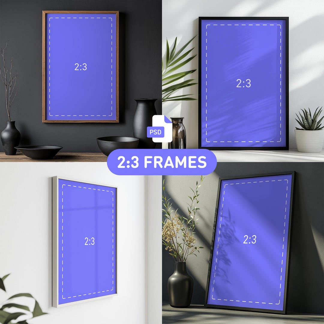 2:3 Frame Mockup Bundle, Vertical Poster PSD Template (digital Download ...