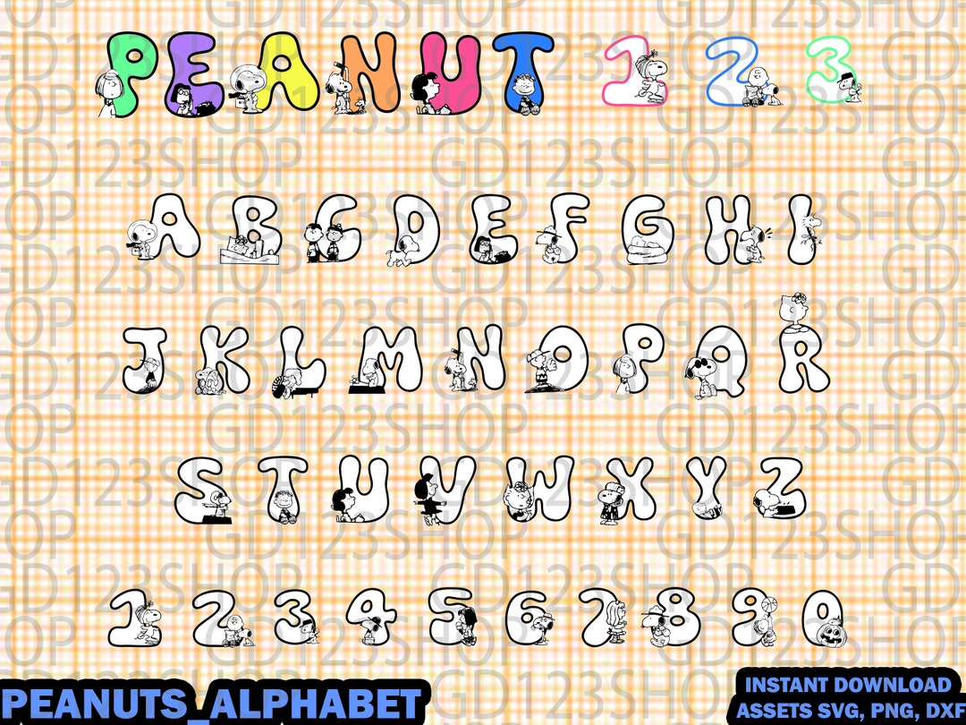 Peanuts Alphabet SVG, PNG, Font DXF, Cricut Silhouette Cut File Free ...