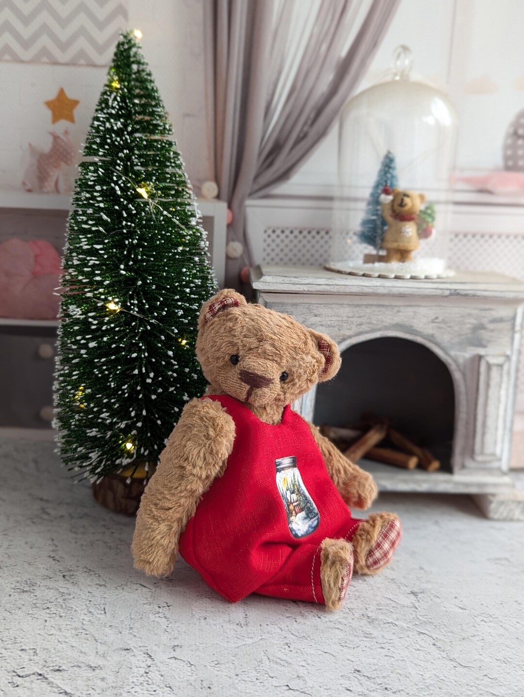 Collector Teddy Bear, Christmas Teddy Bear, Christmas Eve Gift, Viscose ...