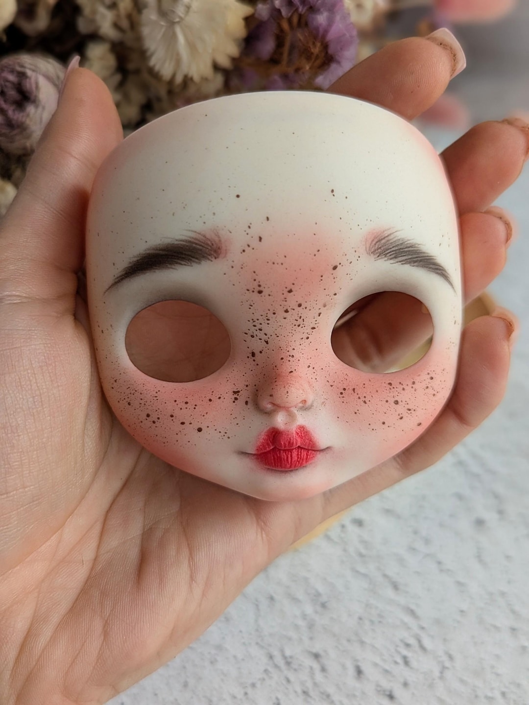Blythe Doll Custom Faceplate,ooak Blythe Doll Face,face Plate (front ...