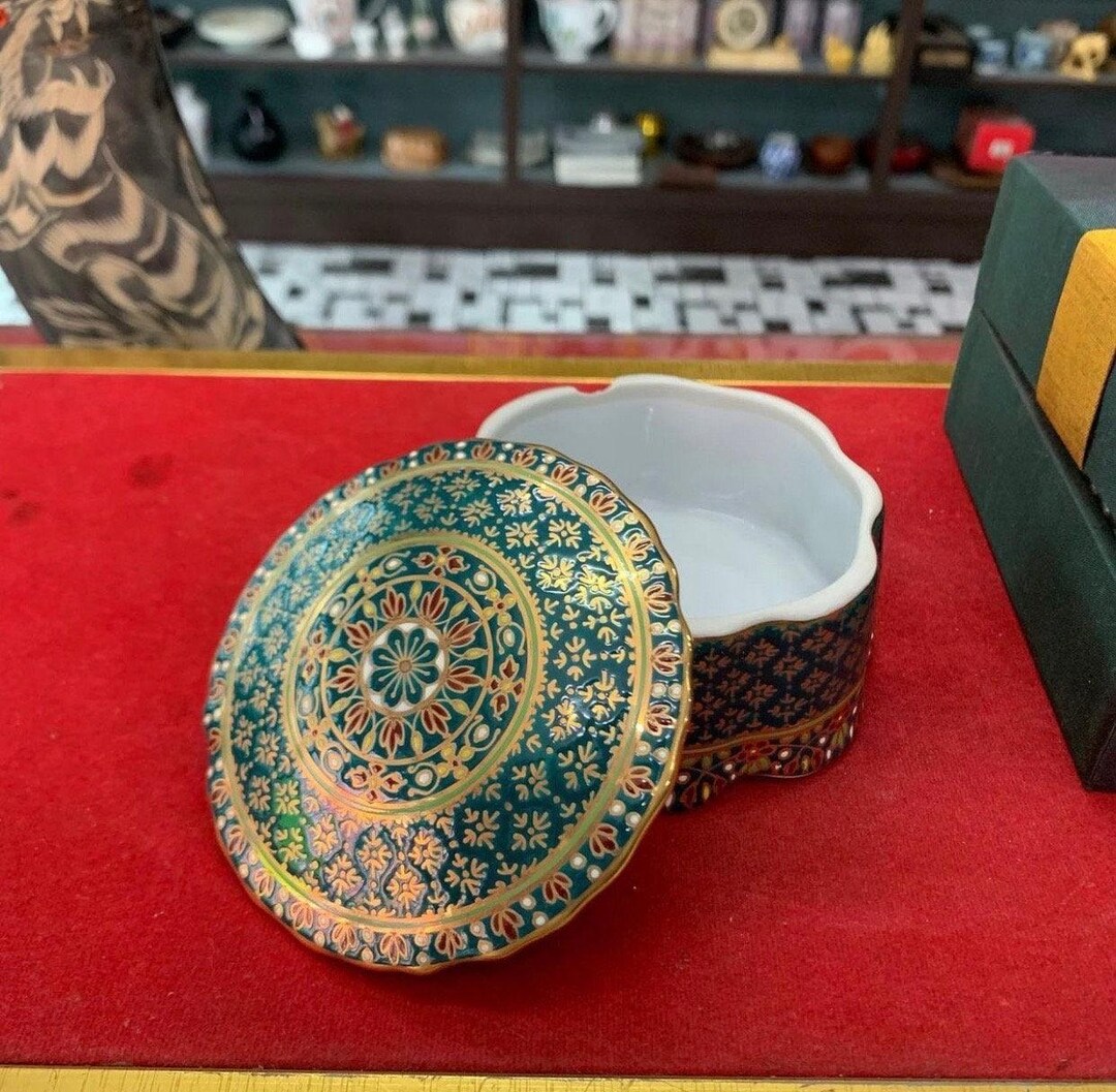 Hand Painted Thai Pattern Benjarong Cup With Silk Box - Etsy