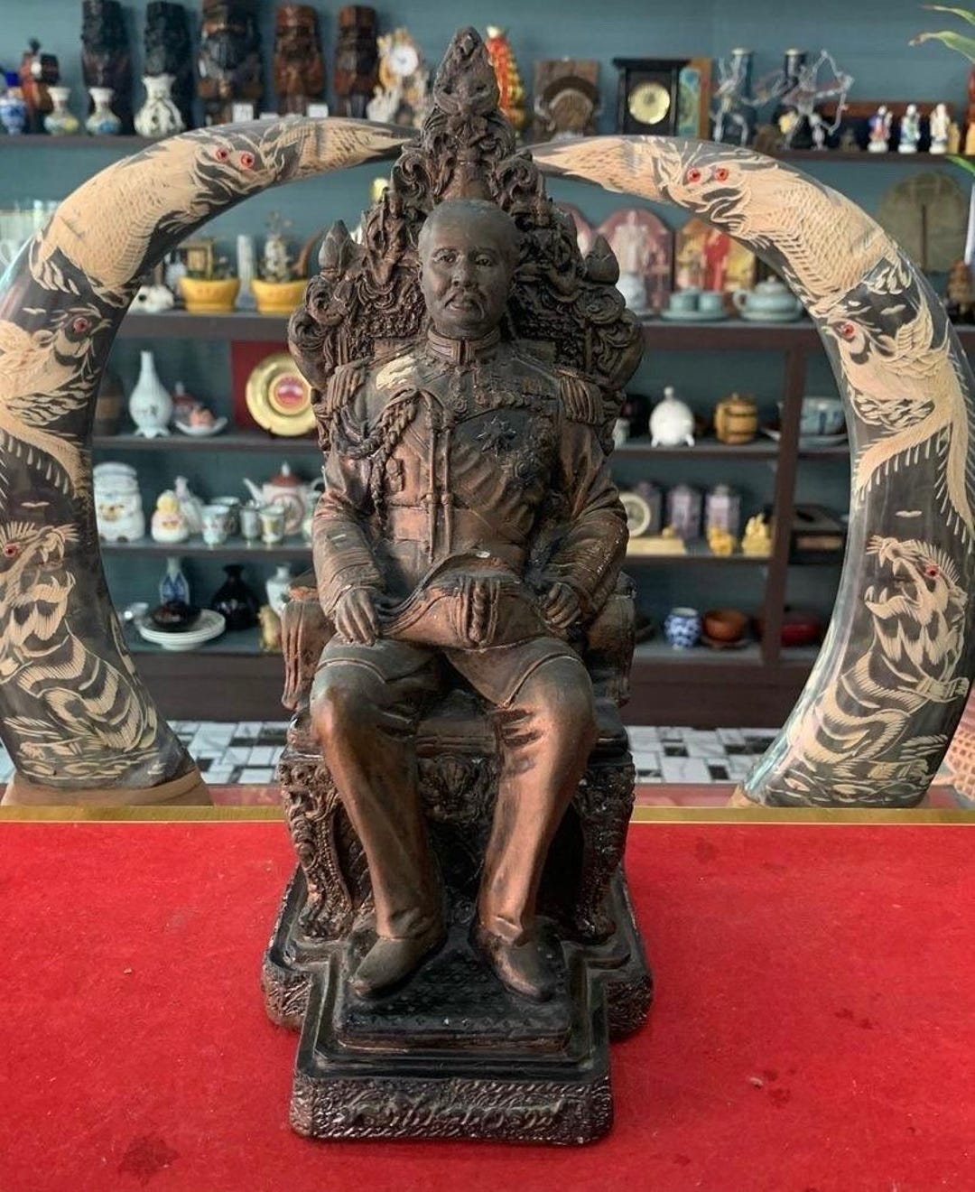 Vintage Thailand King Rama 5 Sculpture Seated on a Throne - Etsy