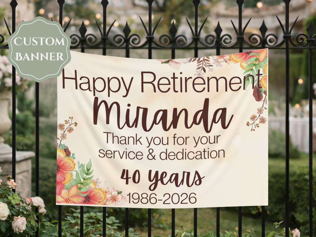 Personalized Retirement Banner Custom Party Backdrop Office Decoration ...