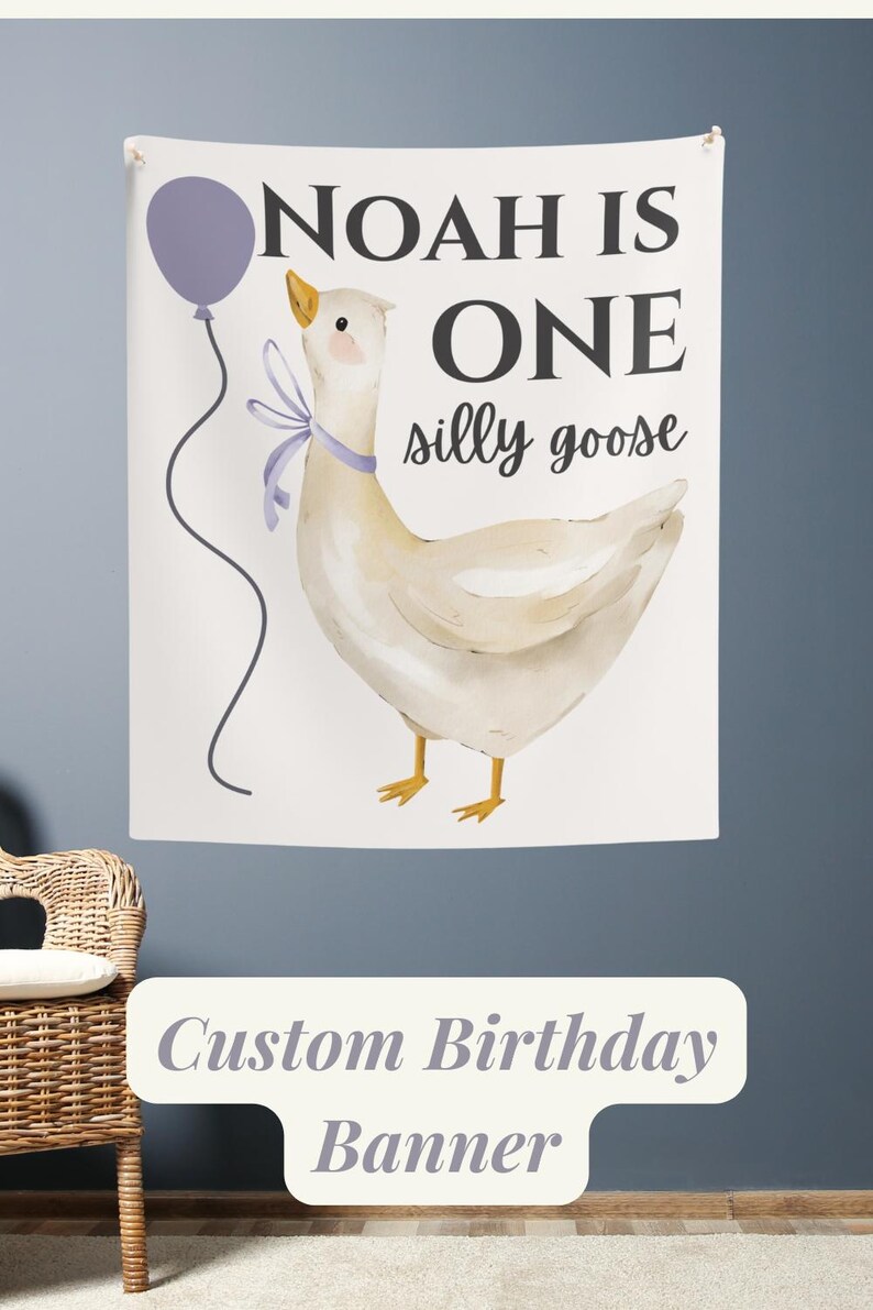 One Silly Goose 1st Birthday Personalized Birthday Banner Silly Goose ...
