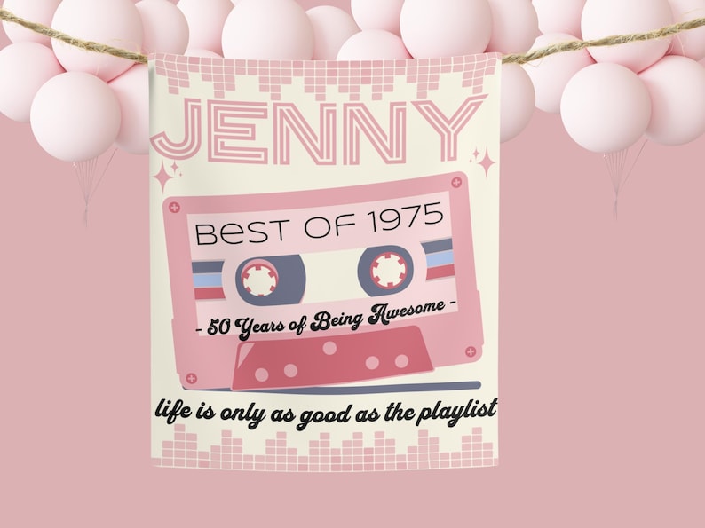 Personalized 50th Birthday Banner: Vintage 1975 Retro Party Decor - Etsy