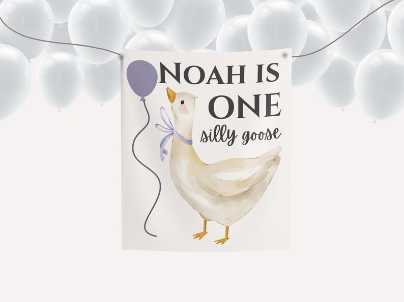 One Silly Goose 1st Birthday Personalized Birthday Banner Silly Goose ...