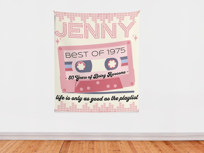 Personalized 50th Birthday Banner: Vintage 1975 Retro Party Decor - Etsy