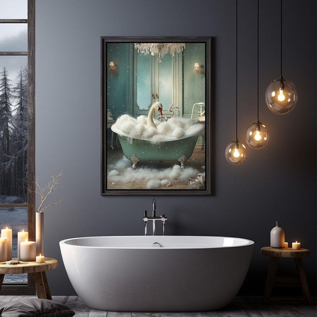 Swan in the Bath Tub Funny Victorian Bathroom Print Wall Art Poster - Etsy