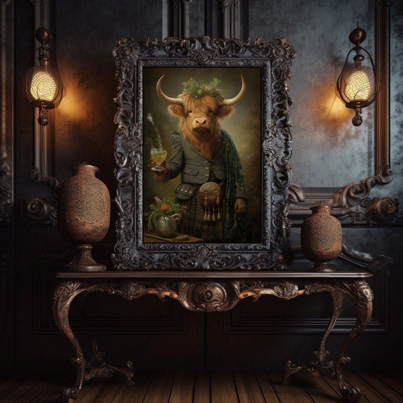 Gothic Highland Cow Vintage Renaissance ART POSTER PRINT Victorian ...